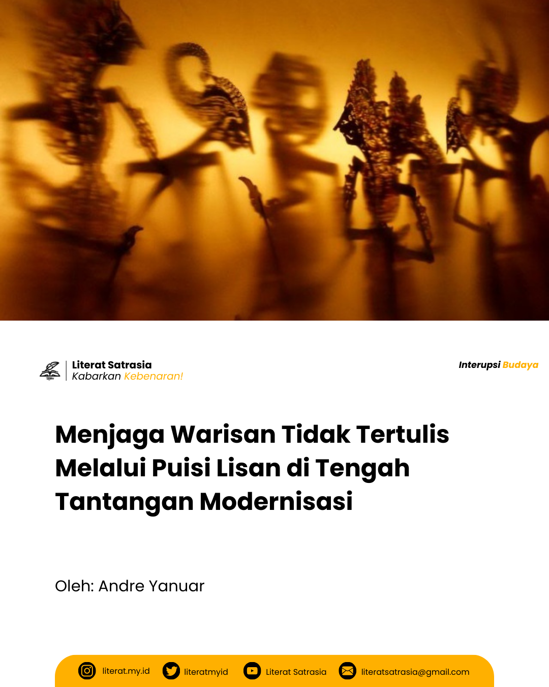 Menjaga Warisan Tidak Tertulis Melalui Puisi Lisan di Tengah Tantangan ...