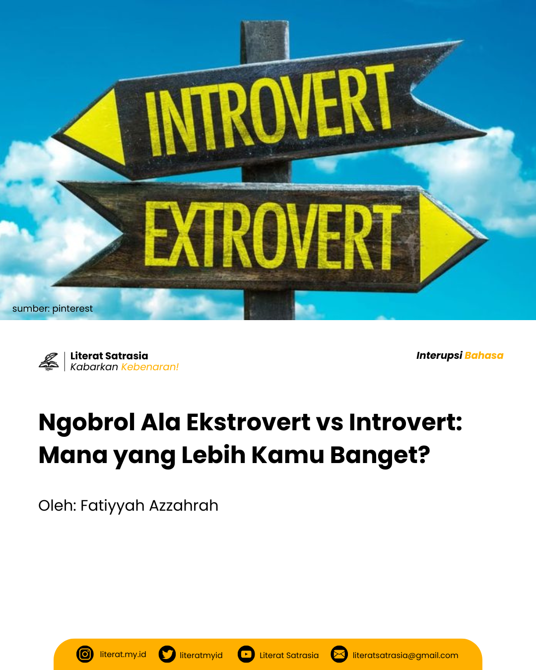 Ngobrol Ala Ekstrovert vs Introvert: Mana yang Lebih Kamu Banget? - Literat
